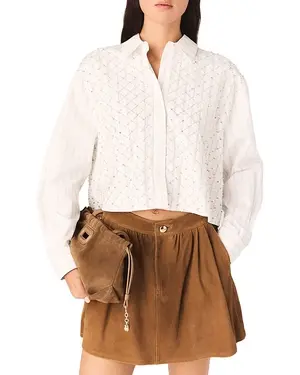 Maje Ciraya Beaded Cropped Shirt