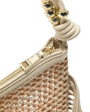 Maje Fringed Leather Mesh Hobo Bag
