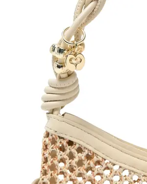 Maje Fringed Leather Mesh Hobo Bag