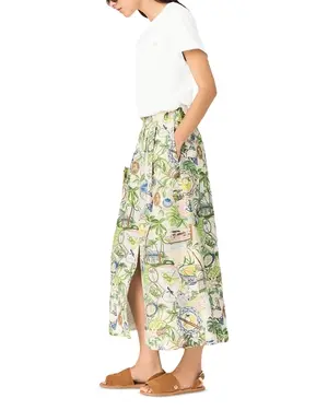 Maje Printed Maxi Skirt With Integrated Shorts