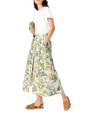 Maje Printed Maxi Skirt With Integrated Shorts