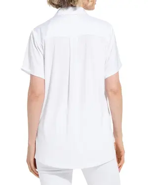 Lyssé Safira Shirt Collar Mixed Media Top