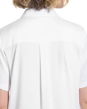 Lyssé Safira Shirt Collar Mixed Media Top