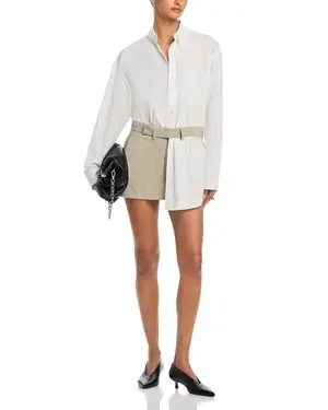 Alexander Wang Asymmetrical Shirt Dress With Belt - White/stone