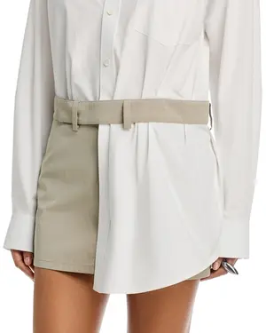 Alexander Wang Asymmetrical Shirt Dress With Belt - White/stone