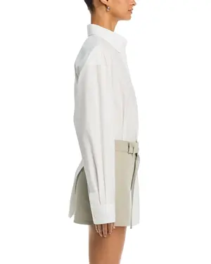 Alexander Wang Asymmetrical Shirt Dress With Belt - White/stone
