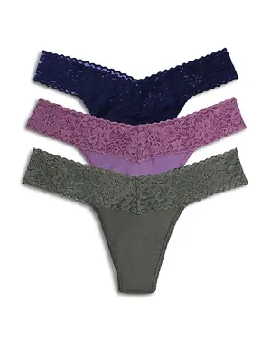 Hanky Panky Dream Low Rise Thong, Pack Of 3 - Indigo/berrypie/spacegrey