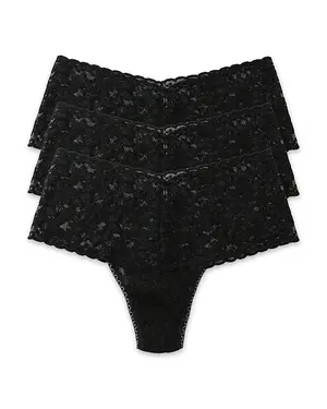Hanky Panky Retro Lace Thong, Set Of 3 - Black