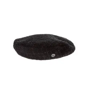 SIBI HATS Diana Shiny Tweed Beret - Black