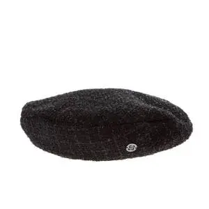 SIBI HATS Diana Shiny Tweed Beret - Black