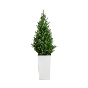 NEARLY NATURAL Uv Resistant Artificial Cedar Tree In White Tower Planter 45 - Green