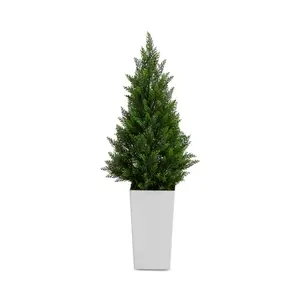 NEARLY NATURAL Uv Resistant Artificial Cedar Tree In White Tower Planter 45