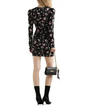 Dolce & Gabbana Vintage Rose Print Draped Dress - Black Print