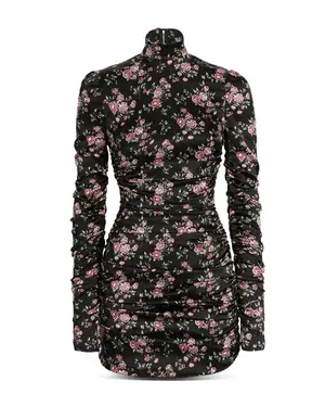 Dolce & Gabbana Vintage Rose Print Draped Dress - Black Print