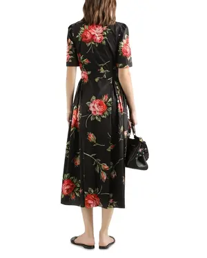 Dolce & Gabbana Rose Bouquet Print Shirt Dress - Black Print