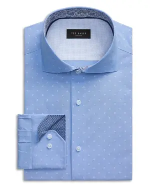 Ted Baker London Nantucket Spread Collar Slim Fit Premium Stretch Dress Shirt - Blue