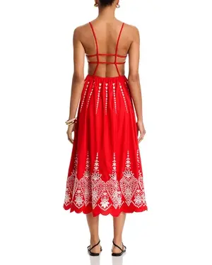 Farm Rio Heart Richilieu Sleeveless Midi Dress