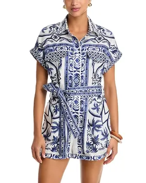 Farm Rio City Linen Belted Romper - Wonderful