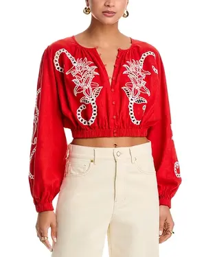 Red Cropped Blouses