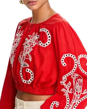 Farm Rio Richilieu Cropped Blouse