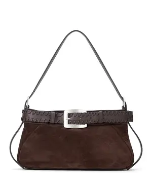 Staud Brooklyn Suede Shoulder Bag - Espresso