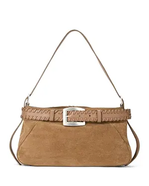 Staud Brooklyn Suede Shoulder Bag - Husk