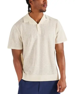 MALBON Resort Crochet Relaxed Fit Polo Shirt