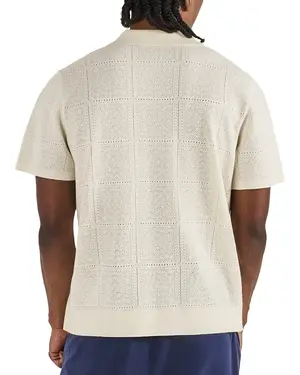 MALBON Resort Crochet Relaxed Fit Polo Shirt