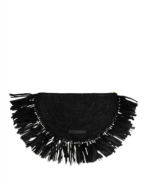 Rebecca Minkoff Lucia Small Raffia Clutch - Black