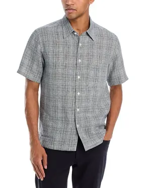 Theory Irving Short Sleeve Shirt In Relaxed Linen - Baltic Multi