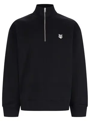 Maison Kitsuné Felpa "fox Head" Con Zip - Black