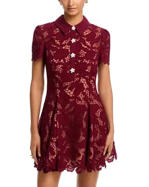 SELF-PORTRAIT Lace Mini Dress - Burgundy