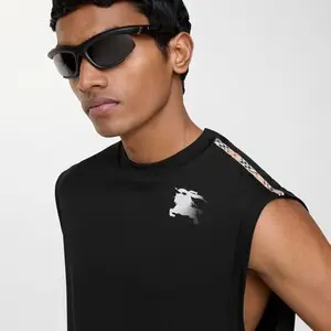 Burberry Check Trim Jersey Tank Top