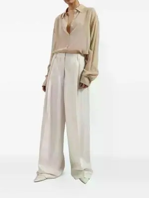 THE FRANKIE SHOP Pleated Wide-leg Trousers In Ivory