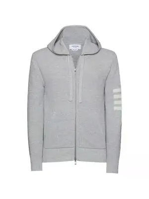 Thom Browne 4-bar Textured-stitch Zip-up Hoodie - Blue