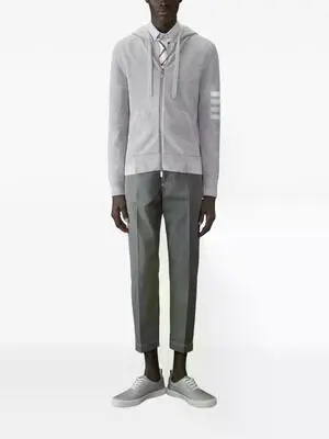 Thom Browne 4-bar Textured-stitch Zip-up Hoodie - Blue