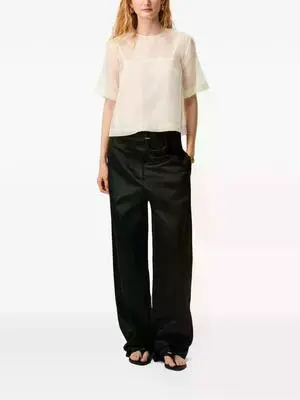 Ami Silk Sheer Short Sleeve Top - White