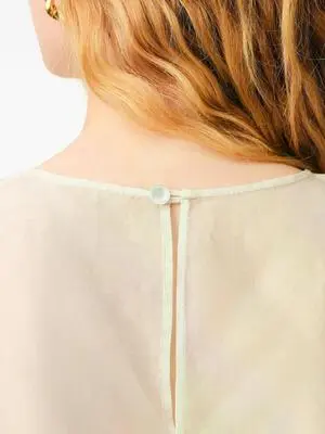 Ami Silk Sheer Short Sleeve Top - White
