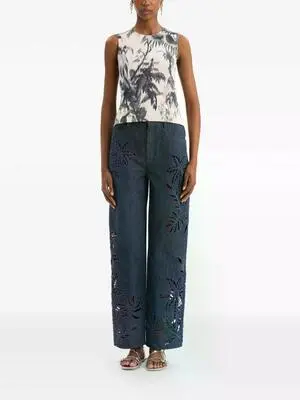 Oscar De La Renta Chiné Palm Leaves Tank Top - Neutrals