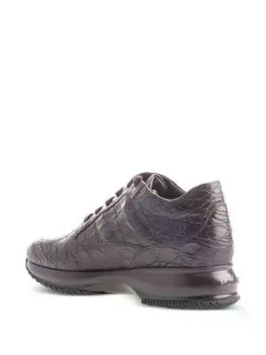 Hogan Crocodile-effect Leather Sneakers - Brown