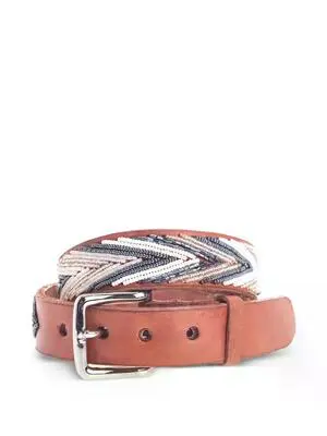 Aspiga Bead-embellished Leather Belt - Neutrals