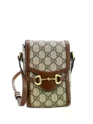 Gucci Horsebit 1955 Gg Coated Canvas And Leather Mini Crossbody Bag - Brown