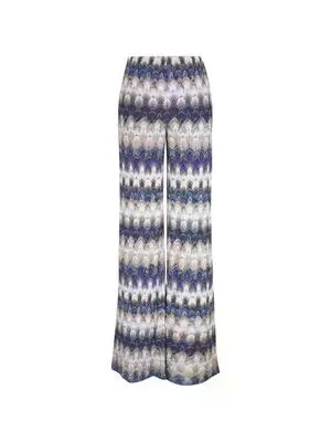 Missoni Zigzag-knit Wide-leg Trousers - Blue