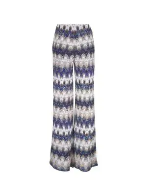 Missoni Zigzag-knit Wide-leg Trousers - Blue