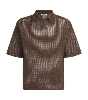 Auralee Cotton-silk Mesh Polo Shirt