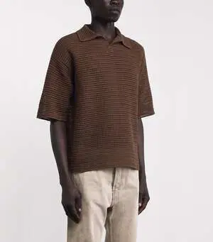 Auralee Cotton-silk Mesh Polo Shirt