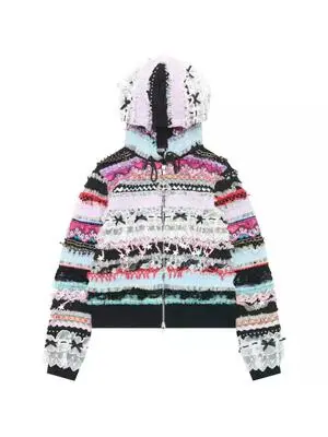 CHOPOVA LOWENA Ruffled Lace-trimmed Hoodie
