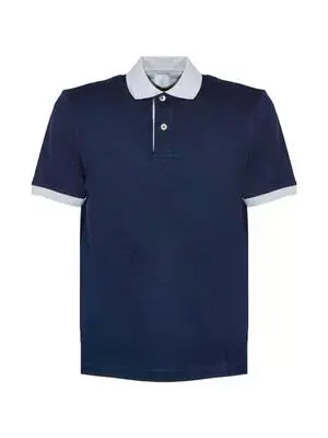 Eleventy Contrast-trim Polo Shirt - Blue