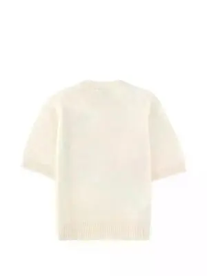 GANNI Graphic-detail Short-sleeve Sweater - Neutrals