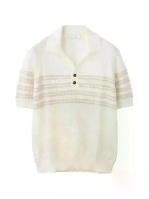 CRUCIANI Striped Waffle-knit Polo Shirt